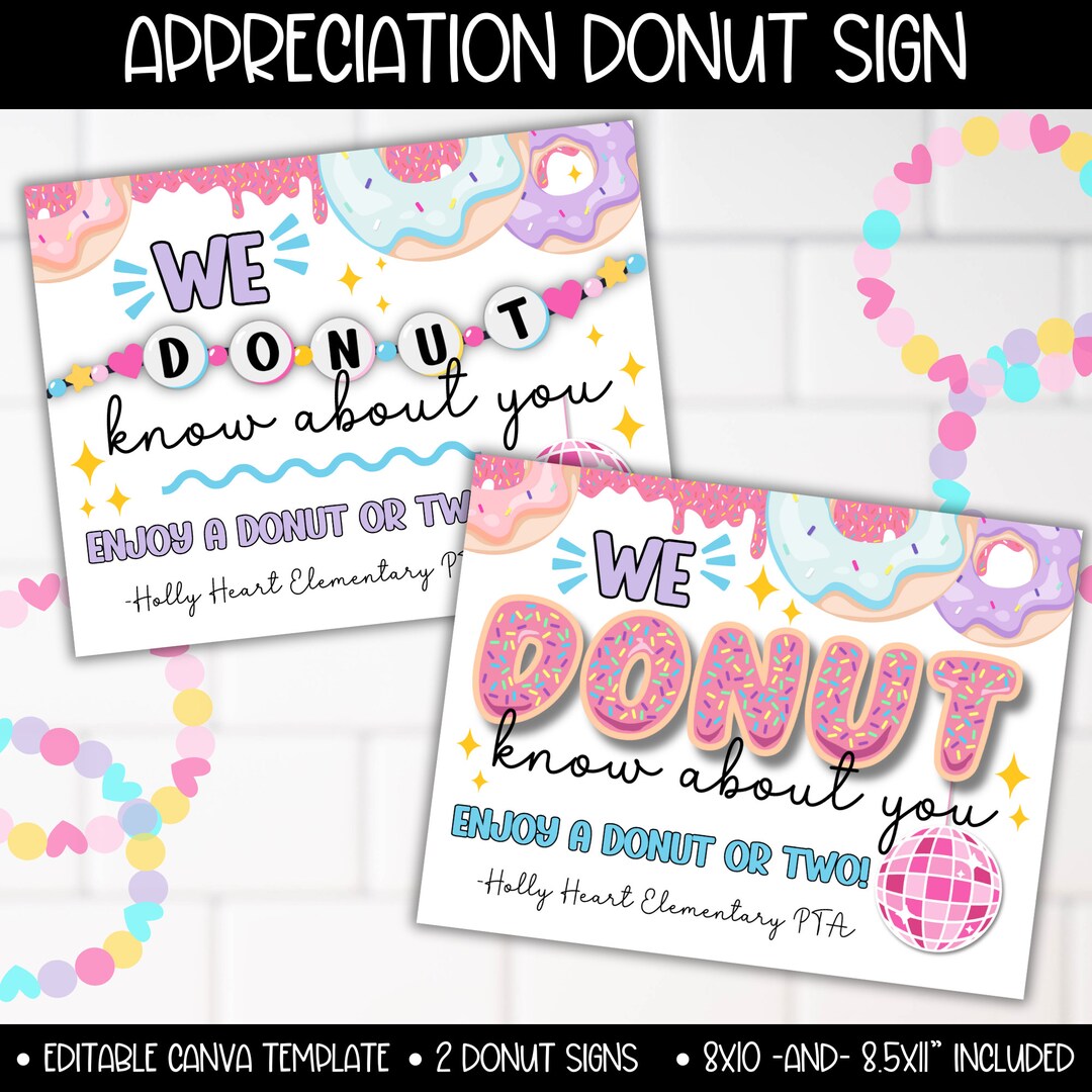 Teacher Staff Appreciation Week Donut Breakfast Sign Printable, Pop ...