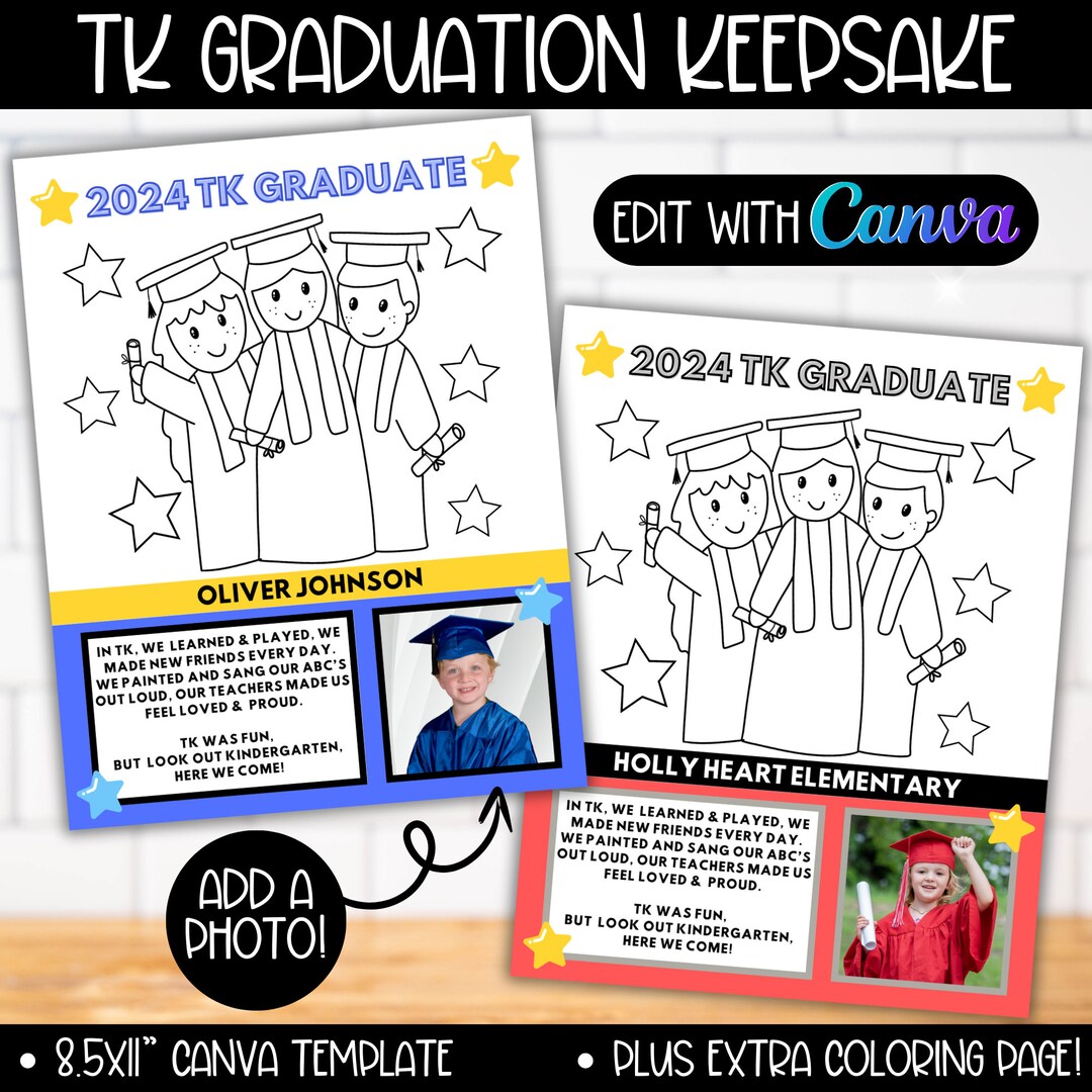 TK Graduation Poem Parent Keepsake With Photo Template, Transitional ...