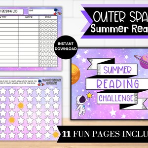 Outer Space Summer Reading Charts for Kids | Reading Reward Chart ...