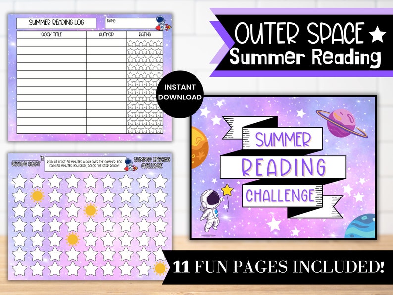 Outer Space Summer Reading Charts for Kids Reading Reward - Etsy