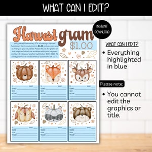 PTA PTO Thanksgiving Gram Fall Fundraiser Flyer Template, Turkey Gobble ...