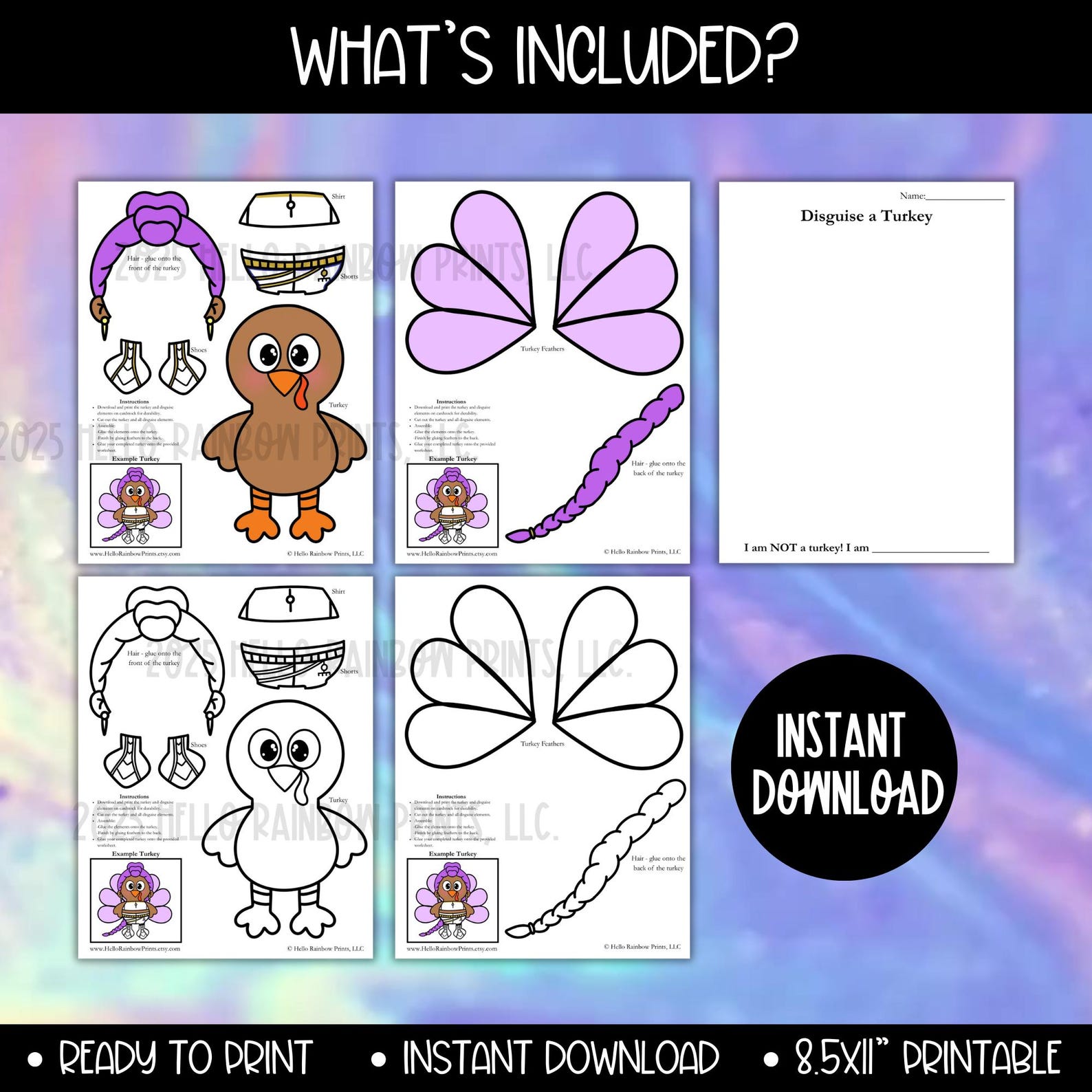 Disguise the Turkey Kpop Hunter Printable Craft Kit, Rumi Coloring ...