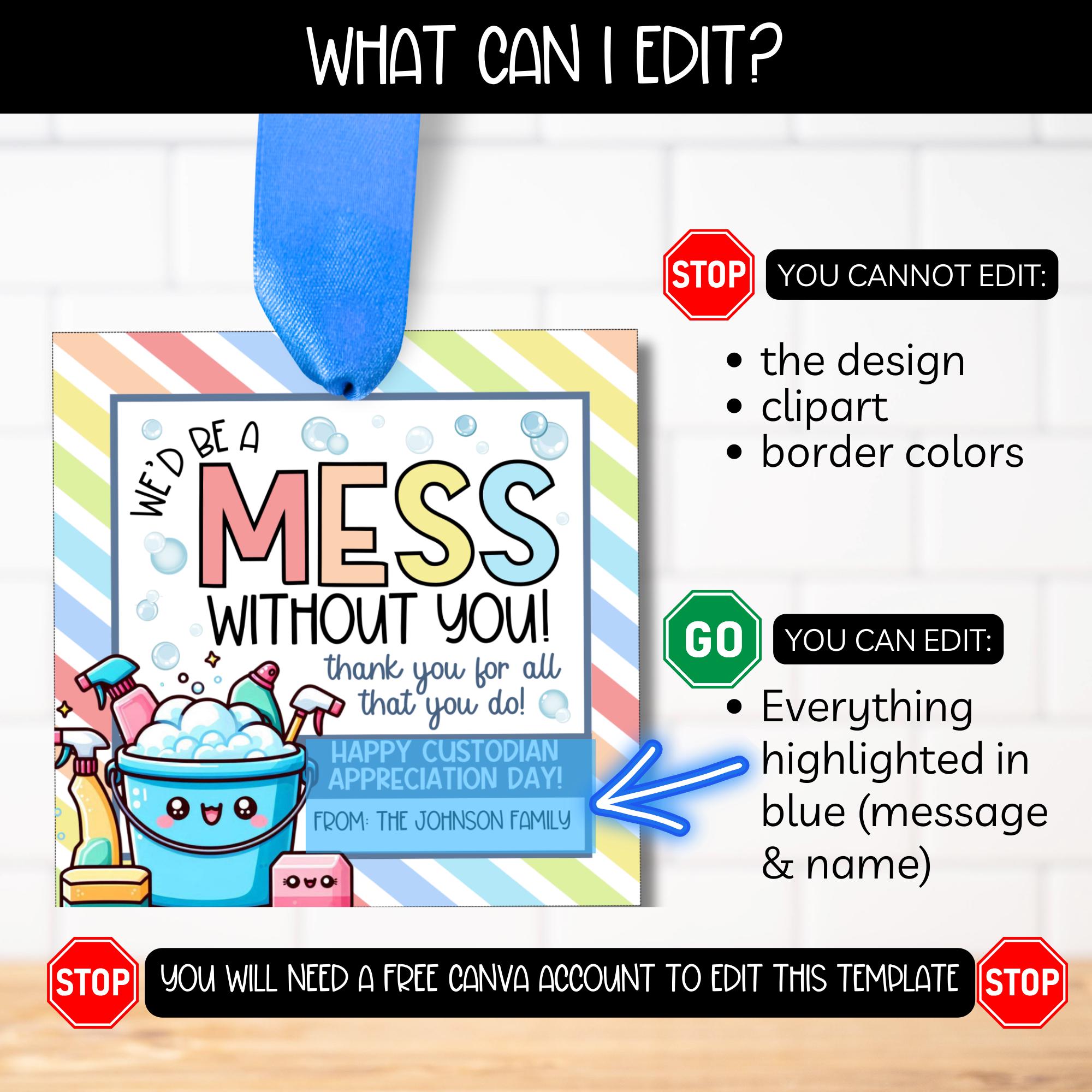 Custodians Appreciation Day Gift Tags, PTA PTO Gifts, World's Best ...