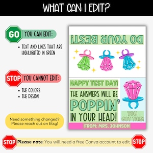 Testing Day Lolli Pop Treat Tag, Student School Test You Got This Snack ...