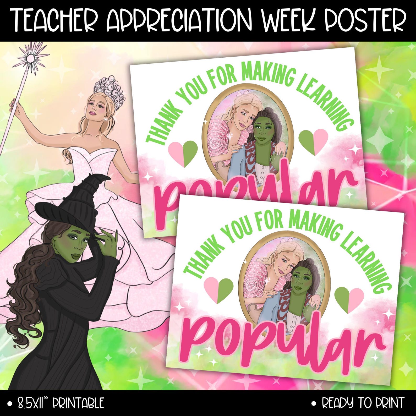 Wicked Teacher Appreciation Week Popular Theme Poster Sign, Wizard of ...