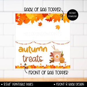 Autumn Fall Treat Bag Topper, Fall Festival Treat Bag Printable ...