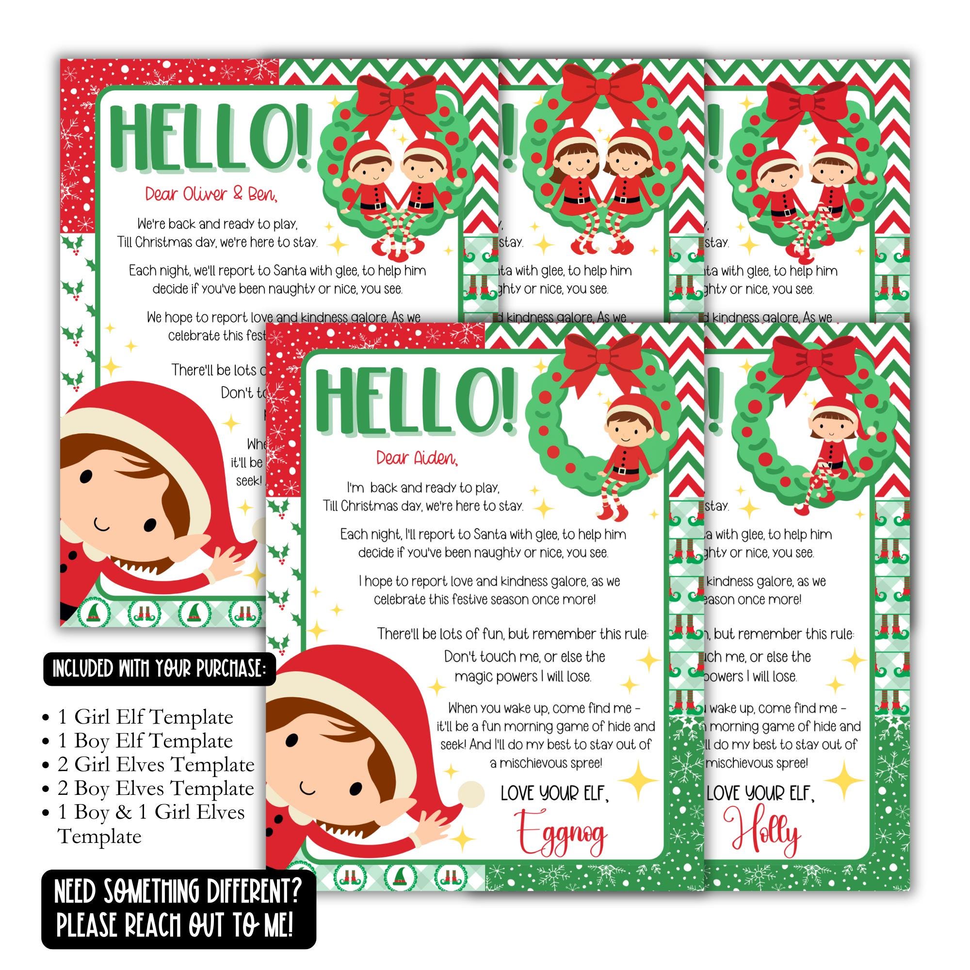Two Elf Arrival Letter Template, Editable Boy & Girl Elves Note, New ...