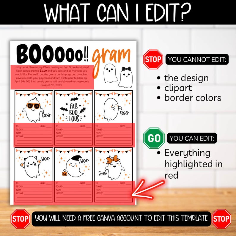PTA PTO Fundraiser Flyer Bundle, Halloween Boo Gram Flyer, Gratitude ...