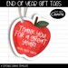 End of Year Teacher Staff Appreciation Apple Gift Tag, Last Day School ...