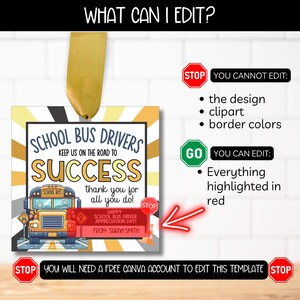 School Bus Driver Appreciation Day Gift Tag Template Bundle, Bus Driver ...