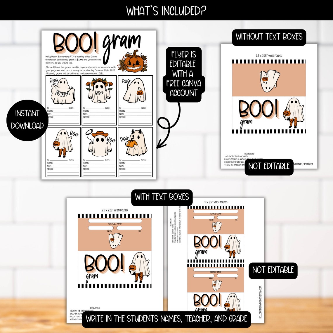 PTA PTO Halloween Fall Gram Fundraiser Template, School Fundraiser Ideas, Halloween Treat Bag ...