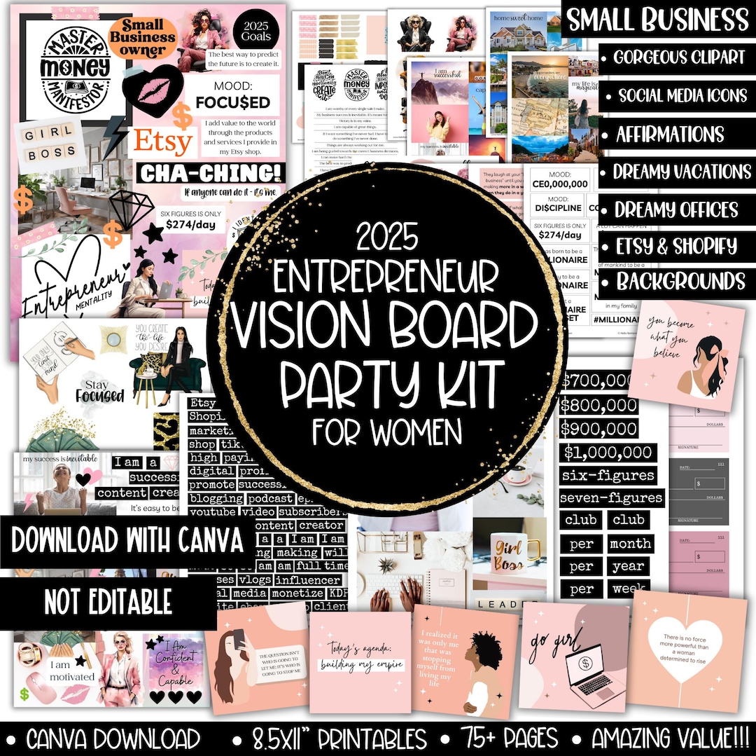 2025 Small Business Vision Board Party, Girl Boss New Year Goals ...