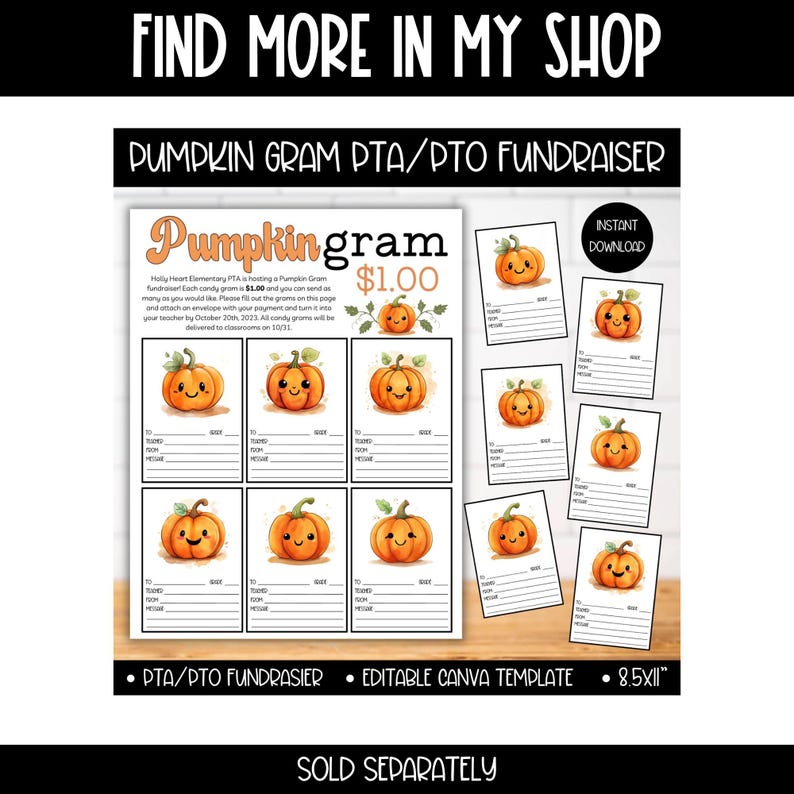 Halloween Boo Gram School Fundraiser Flyer Template Bundle, PTA Groovy ...
