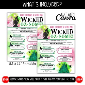 Wicked Theme Teacher Appreciation Week Theme Flyer Canva Template, Oz ...