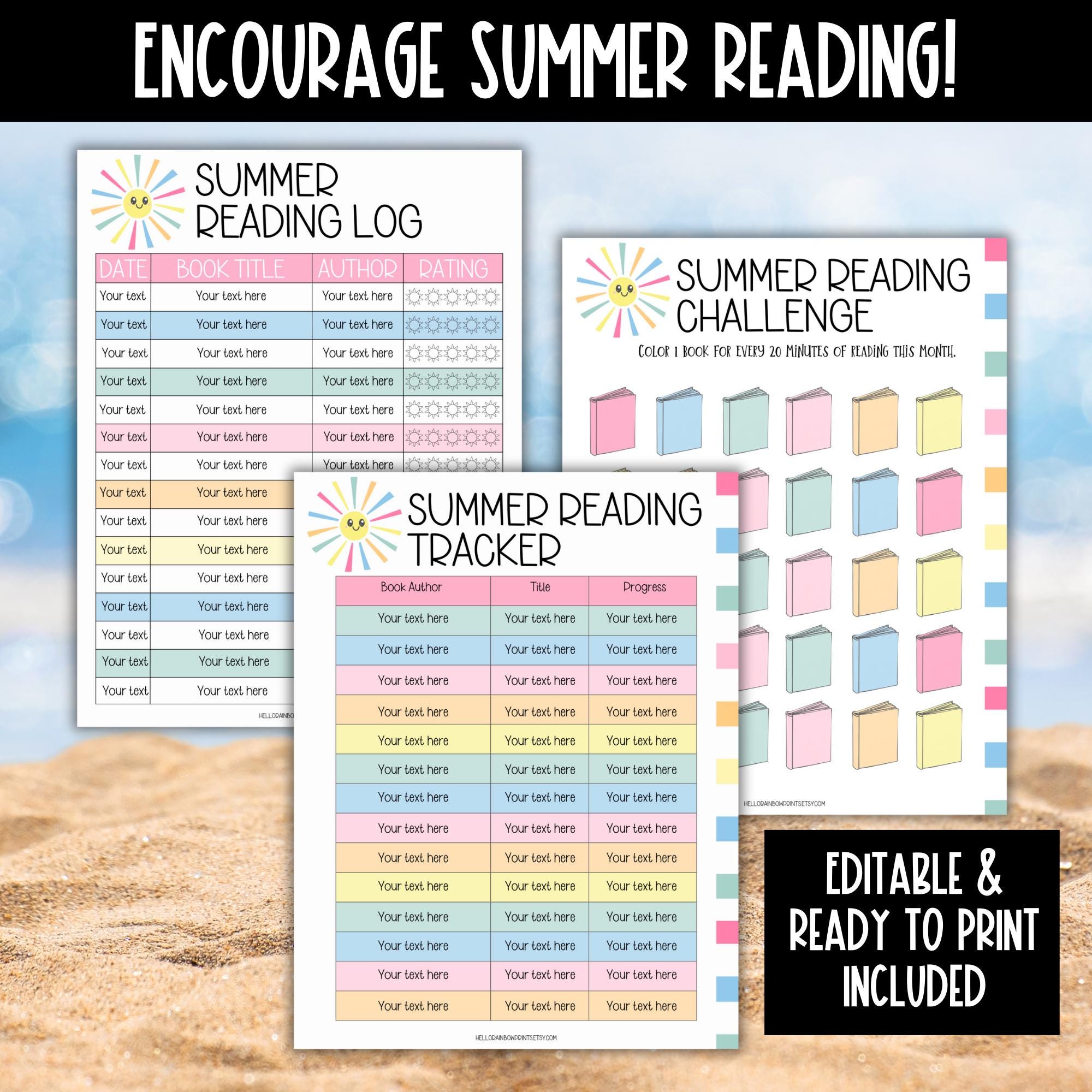 Editable Summer Planner for Kids Template, Kid Summer Reading Behavior ...