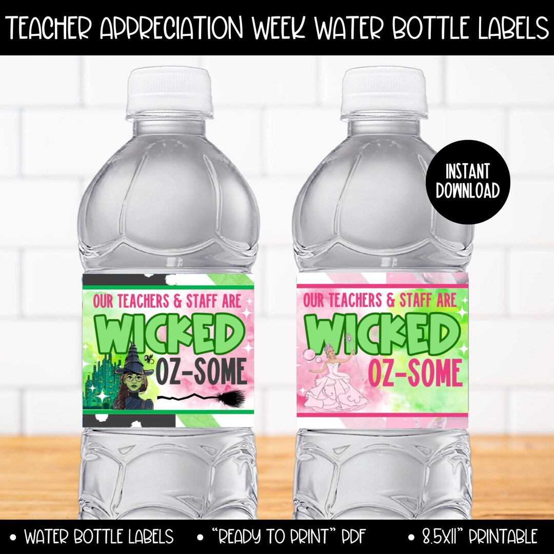 Wicked Teacher Appreciation Week Theme Water Bottle Labels, Wizard of ...