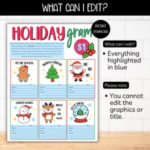 PTA PTO Christmas Holiday Gram Fundraiser Flyer Template, Winter School ...