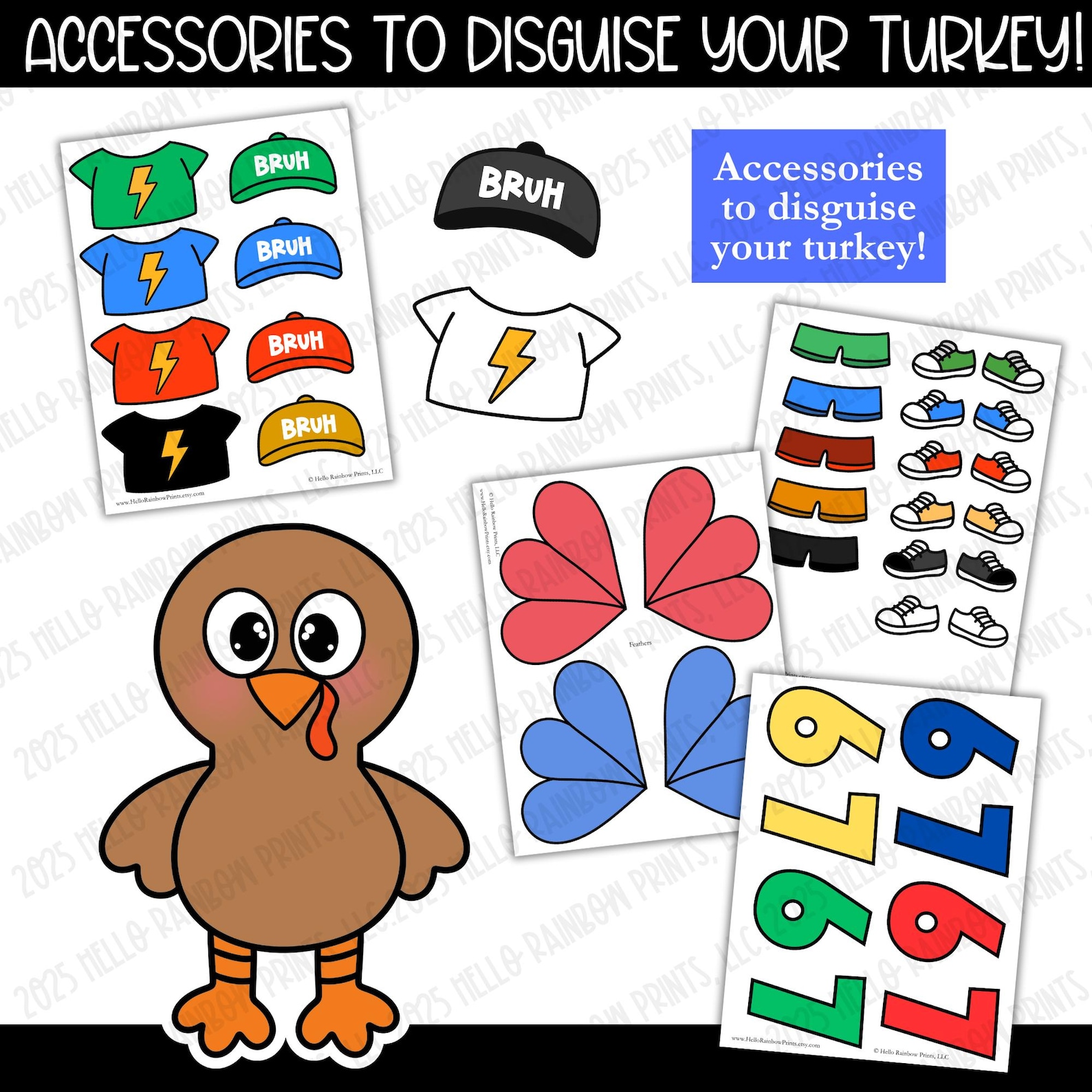 67 Bruh Six Seven Turkey Disguise Costume Craft Kit, Boys Thanksgiving ...