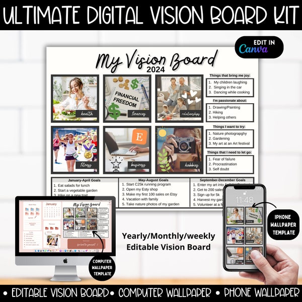 Vision Board Template - Etsy
