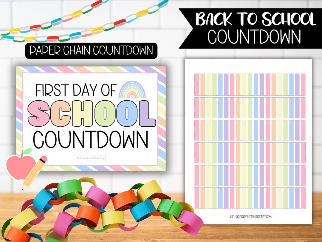First Day of School Chalkboard Pastel Sign Countdown | 1st Day Back to ...