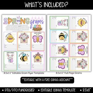 PTA PTO Spring Candy Grams Template Fundraiser, Bunny Grams, Easter ...