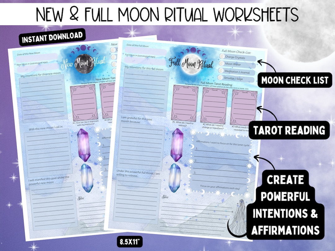 New Full Moon Journal Planner Printables, Moon Water Checklist, Book of ...