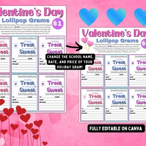 PTA PTO Valentine's Day Candy Gram School Fundraiser Flyer Template ...