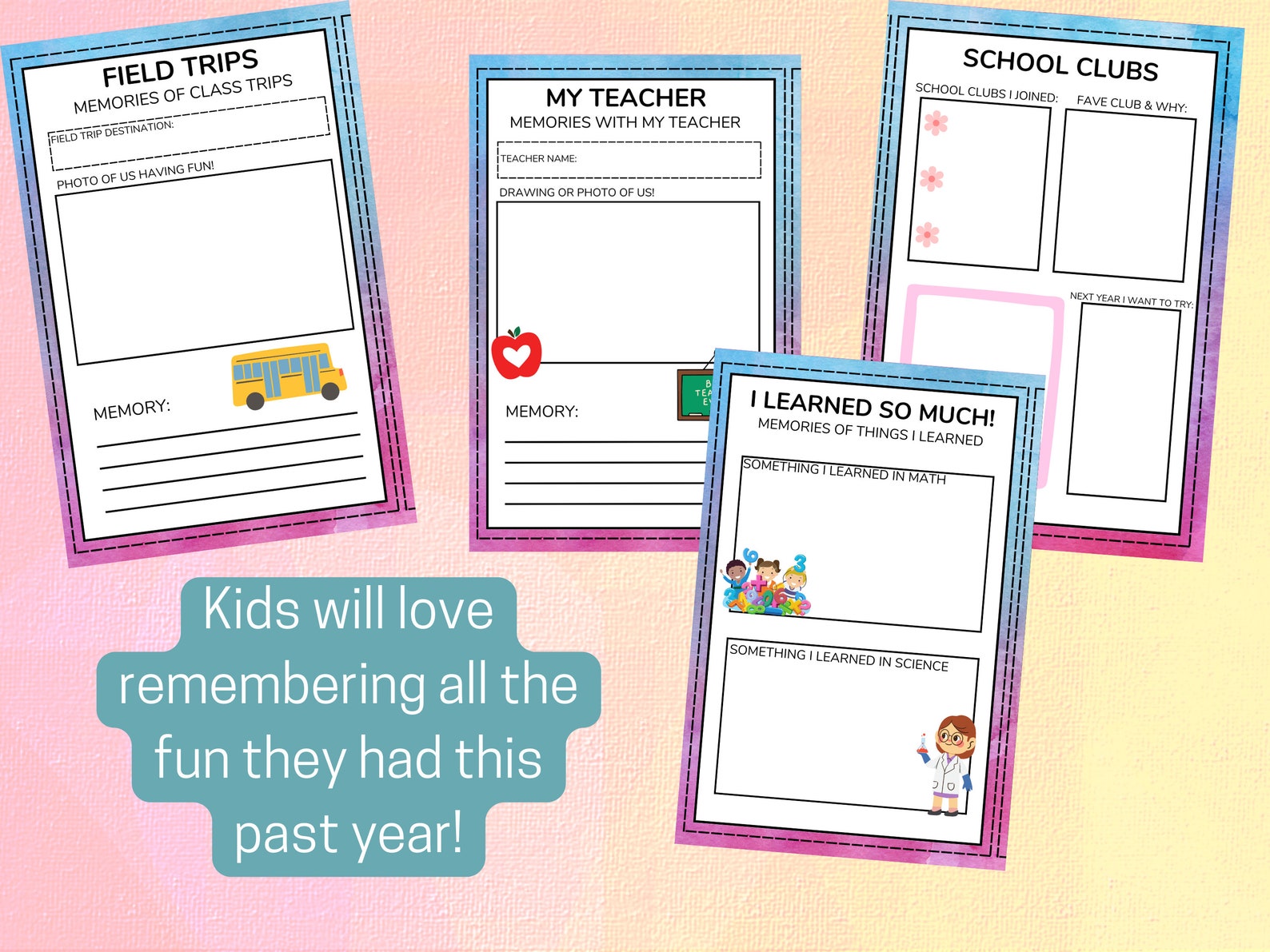 Elementary School Memory Journal INSTANT DOWNLOAD Printable - Etsy