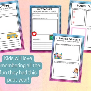 Elementary School Memory Journal INSTANT DOWNLOAD Printable End of Year ...