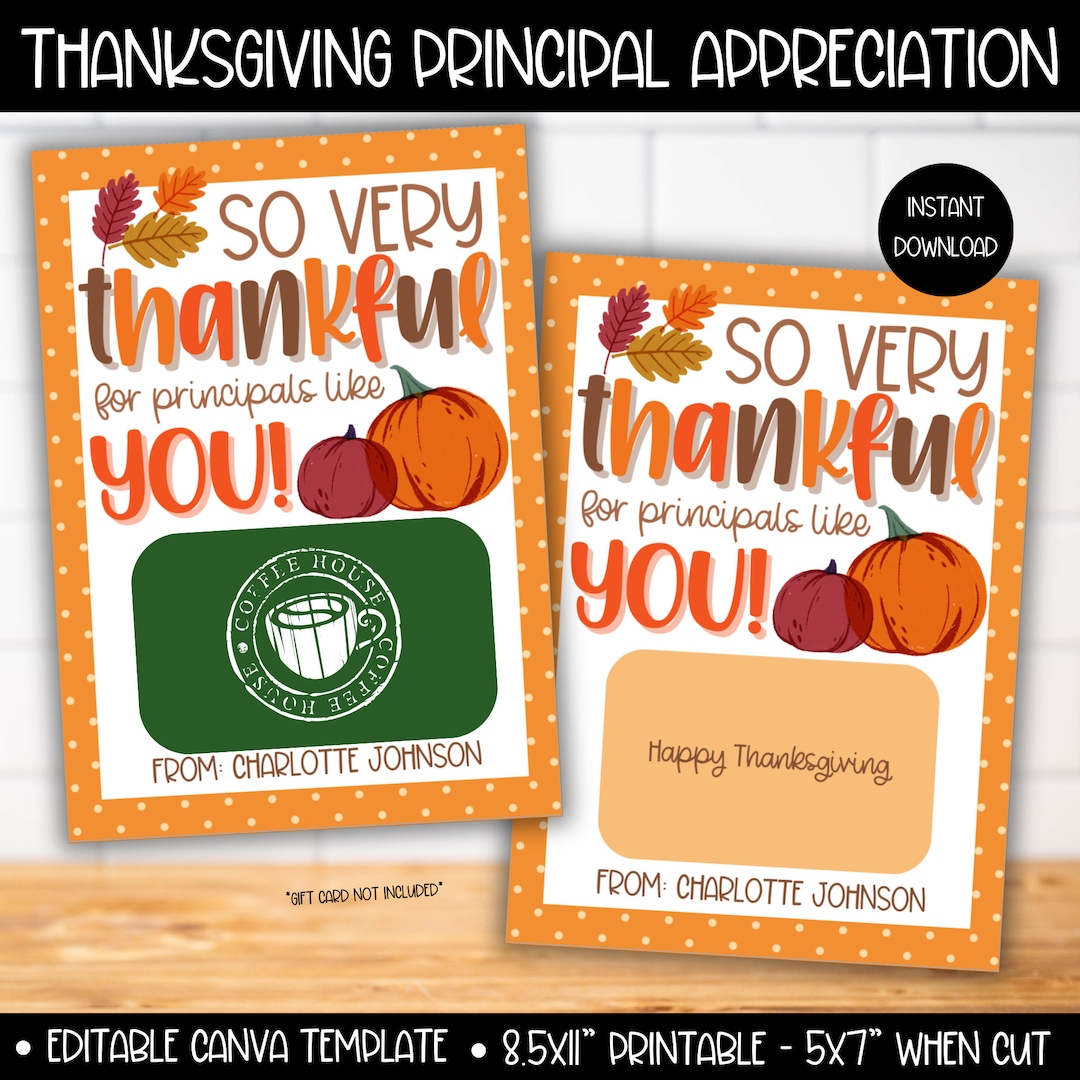 Principal Appreciation Gift Card Holder, Thanksgiving Fall Principals ...