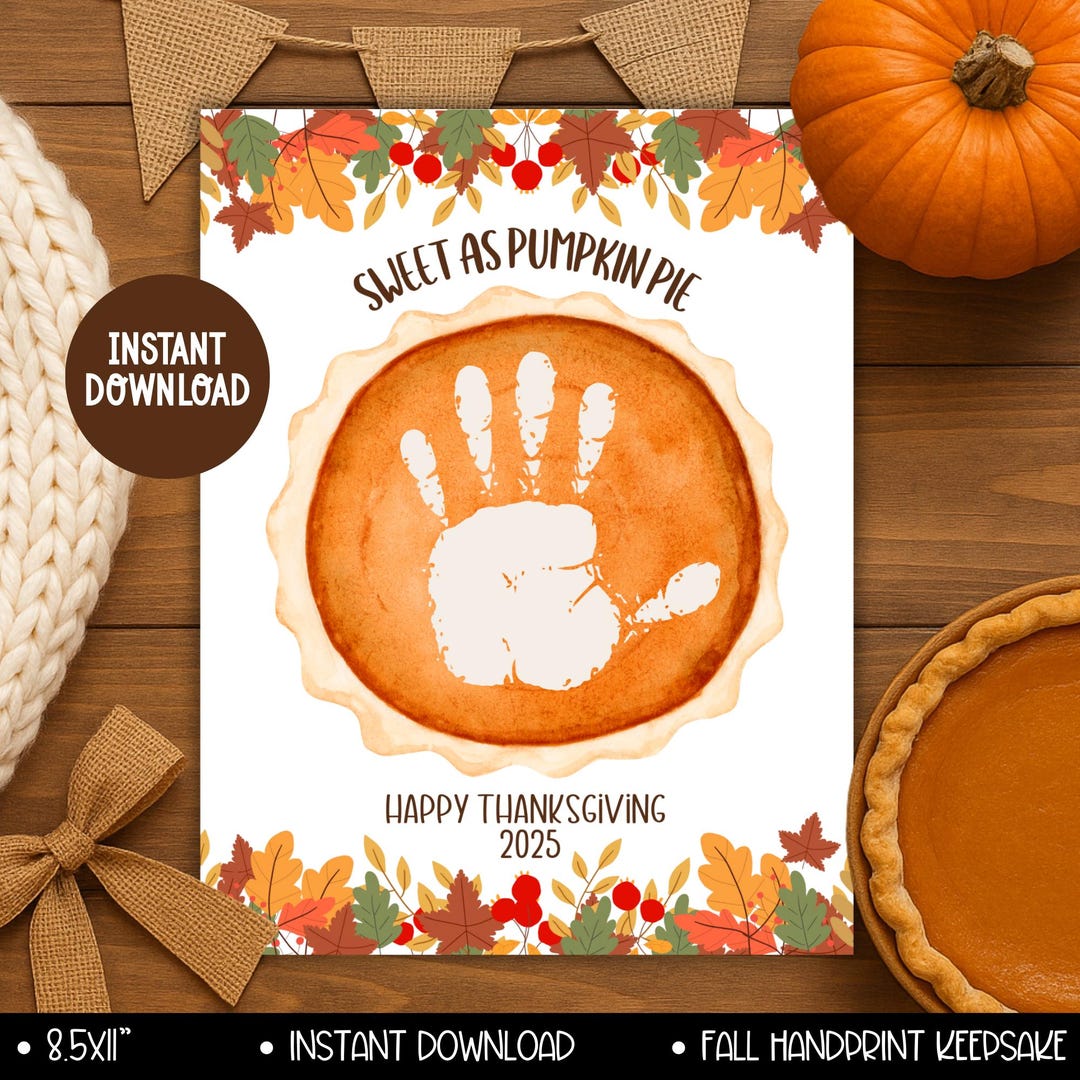 Thanksgiving Pumpkin Pie Handprint Craft Download, 2025 Fall Preschool ...