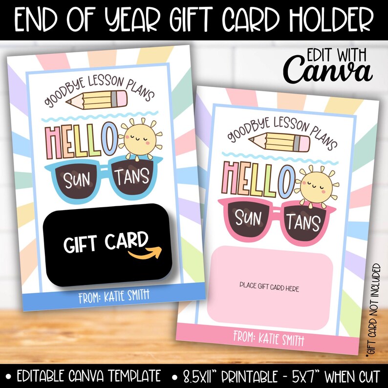 End of School Year Teacher Appreciation Goodbye Lesson Plans Gift Card ...
