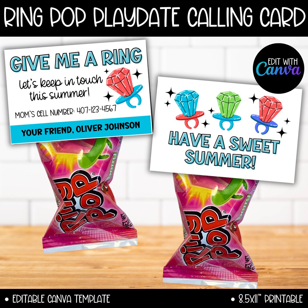 Lolli Pop Playdate Calling Card Template Boy, Summer Play Date Treat ...