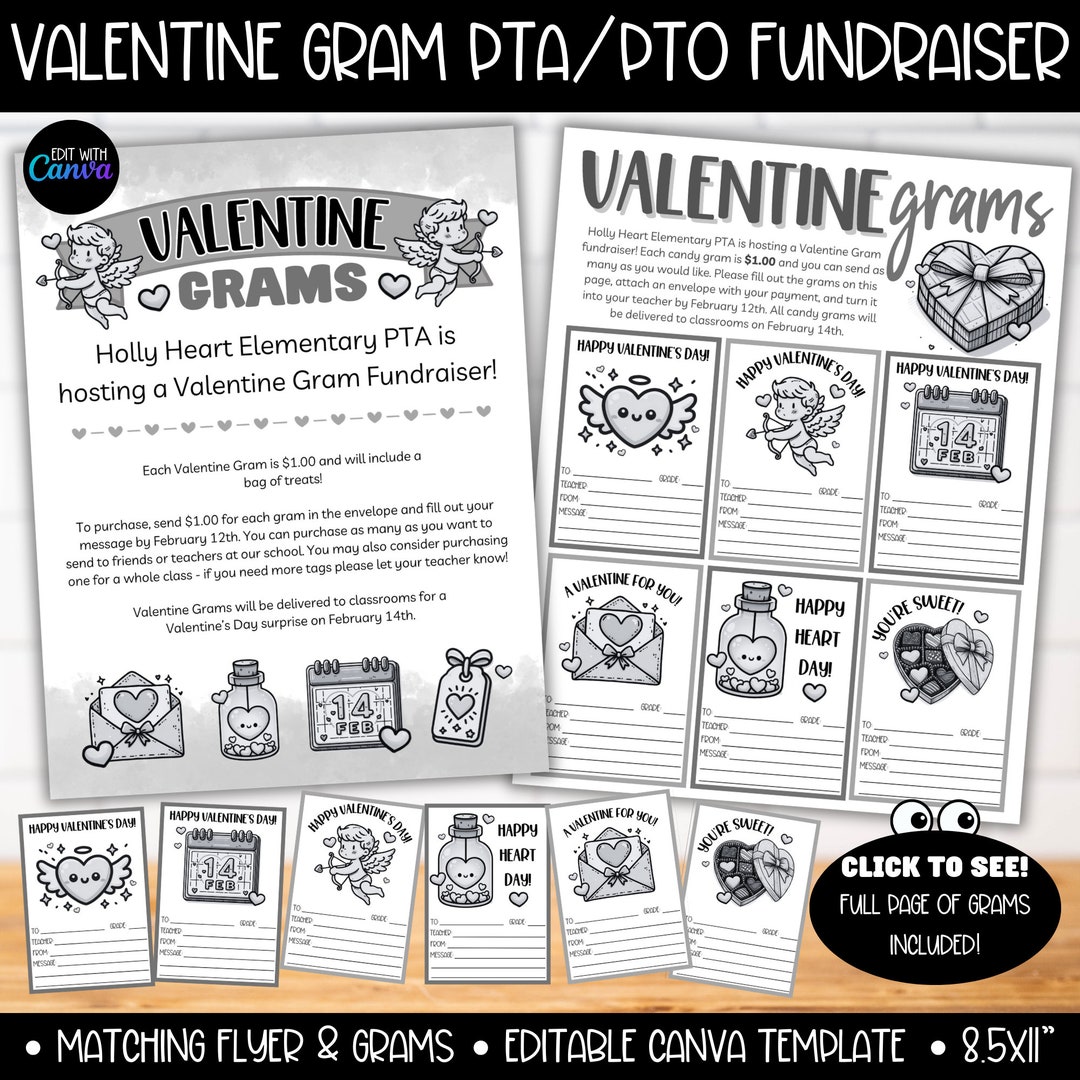 Valentine's Day Candy Lollipop Gram Tag Printable PTA PTO School ...