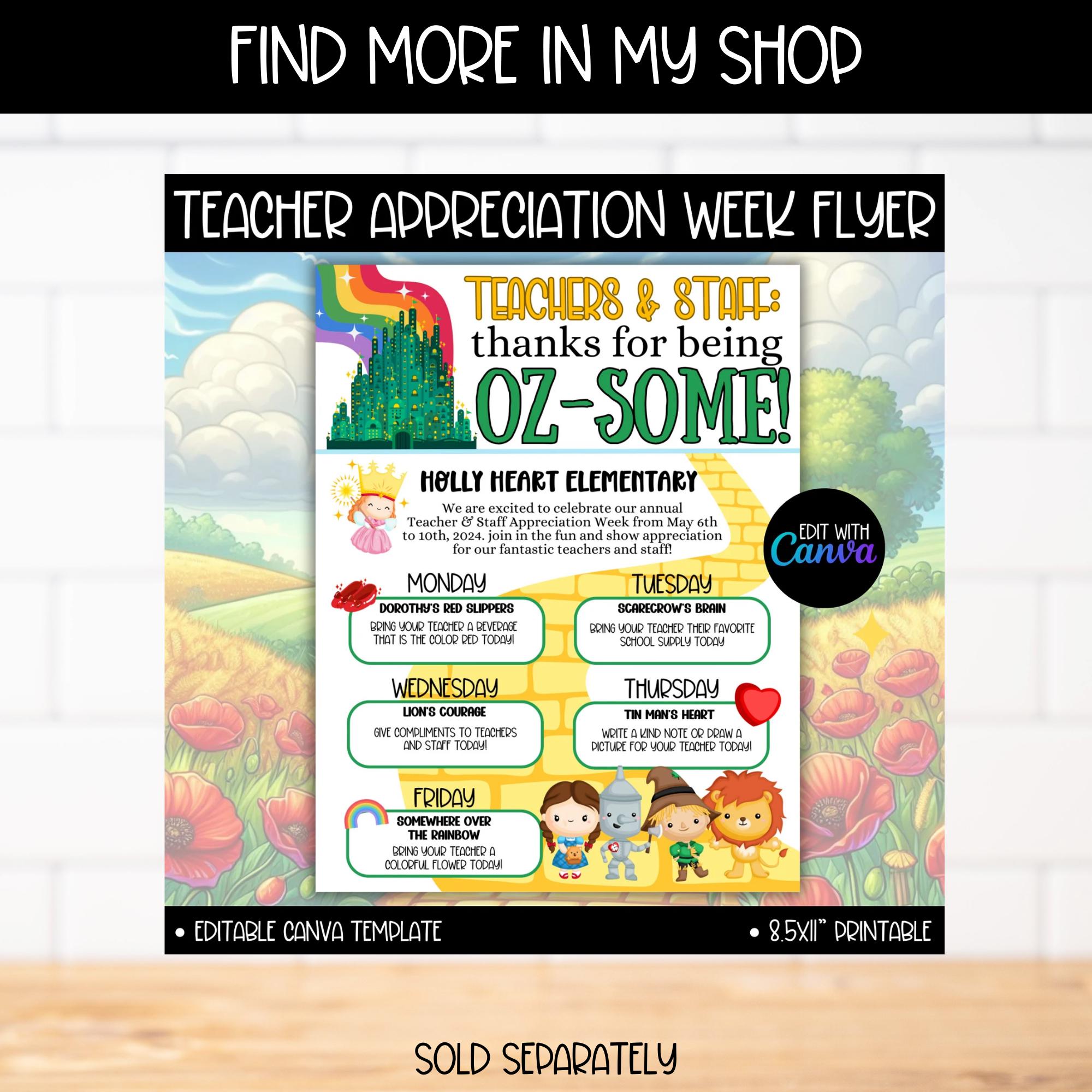Wicked Teacher Appreciation 7 Day Week Theme Flyer Canva Template ...
