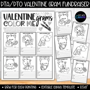 Valentine's Day Coloring Candy Gram Fundraiser Flyer Forms Tag Template ...