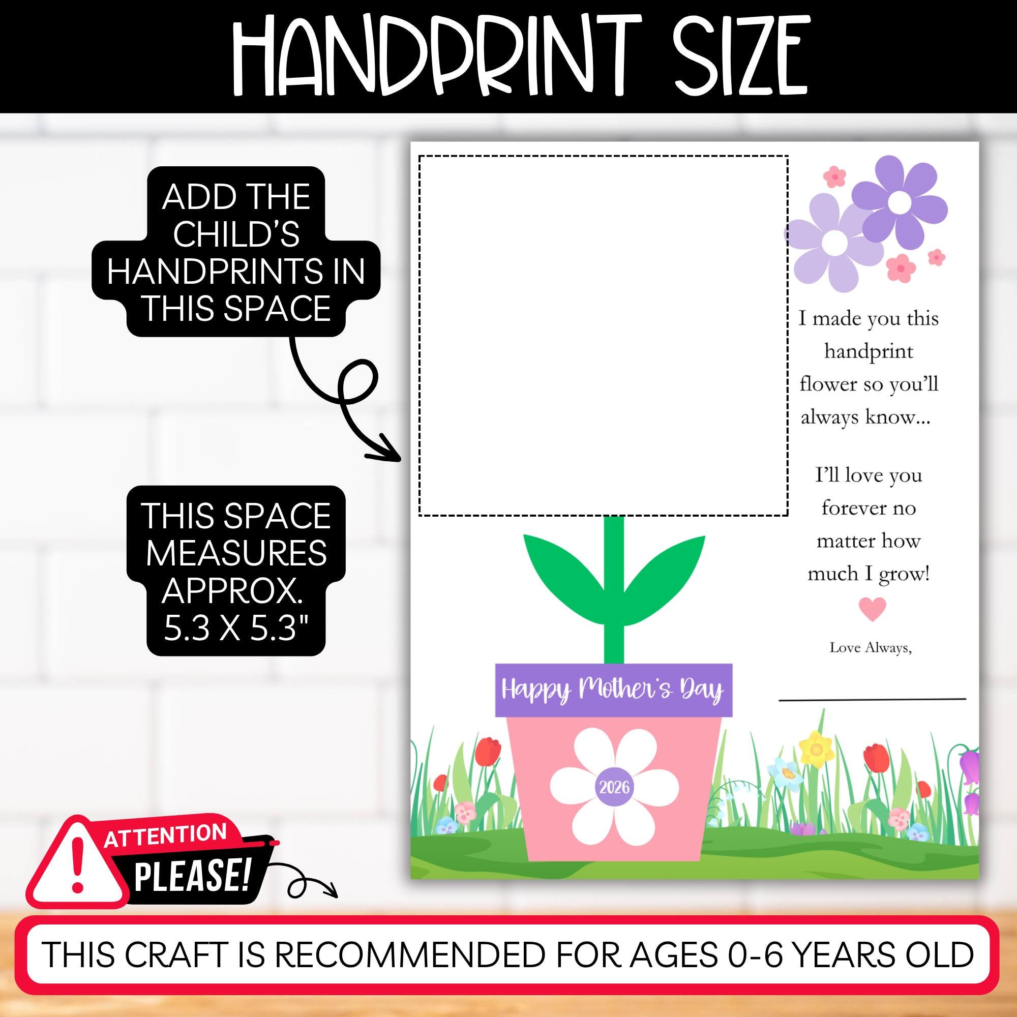 Mother's Day Flower Handprint Art Craft Printable, Kids Mothers Day ...