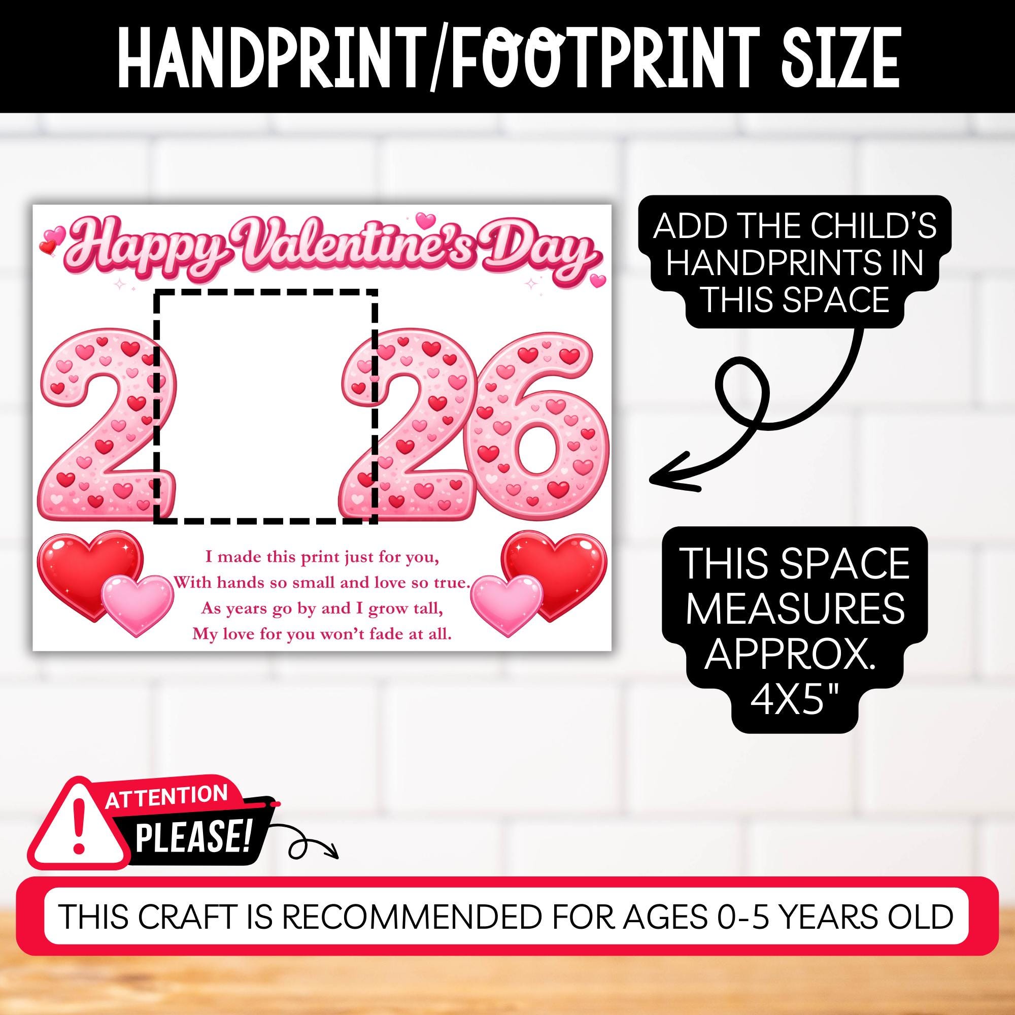 Valentine's Day Handprint Craft, 2026 Kids Valentine Activity Printable ...