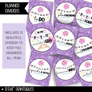 Editable in My PTO President Era Binder Planner Bundle, Pop Star PTO ...