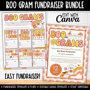 Halloween Boo Gram School Fundraiser Flyer Template Bundle, PTA Groovy ...