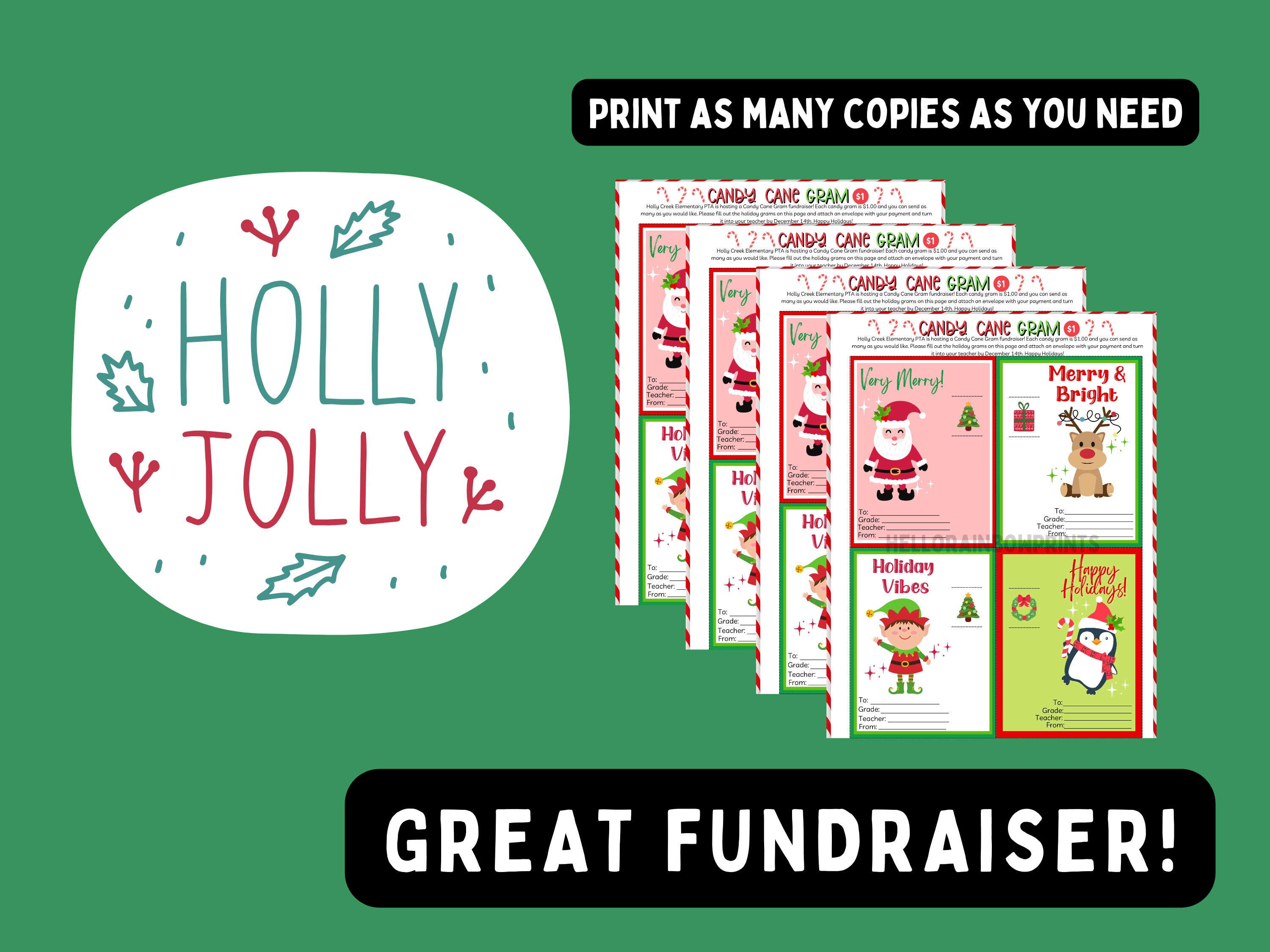 PTA PTO Candy Cane Holder Candy Gram | Christmas Gram | Holiday Gram ...
