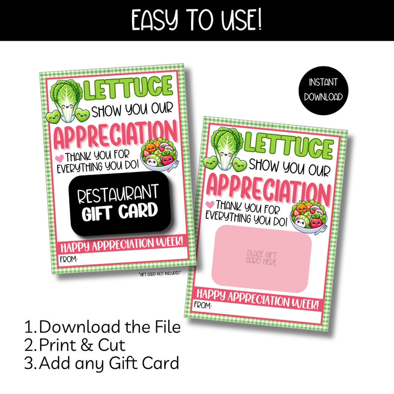 Salad Bar Teacher Nurse Staff Appreciation Week Lunch Gift Card Holder ...