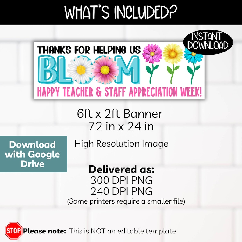 Flower Garden Teacher Staff Appreciation Week 6ft Large Banner Digital ...