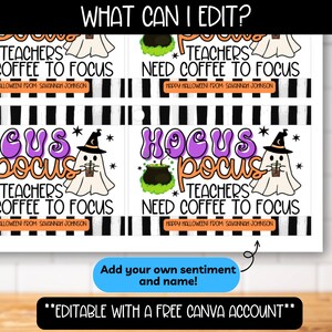 Halloween Teacher Coffee Gift Tag Template, Coffee Lovers Gift, Hocus ...
