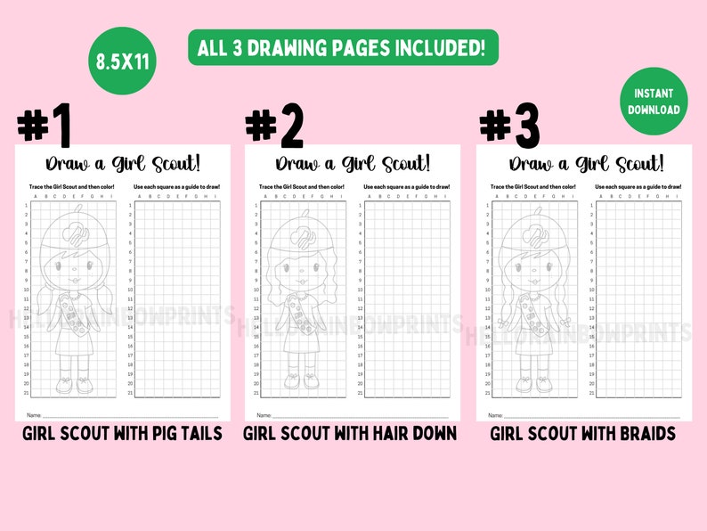 How to Draw Girl Scout Girl Scout Troop Daisy Brownie Junior - Etsy