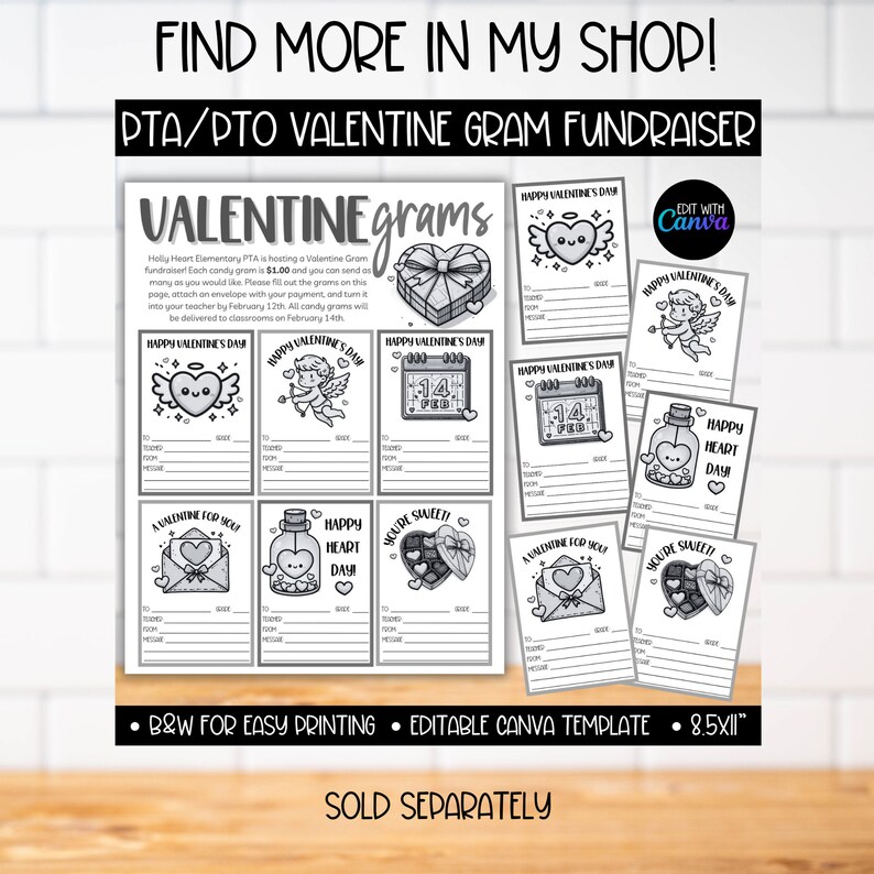 Valentines Day Fundraiser Flyer Forms Tag Template PTA PTO Fundraising ...