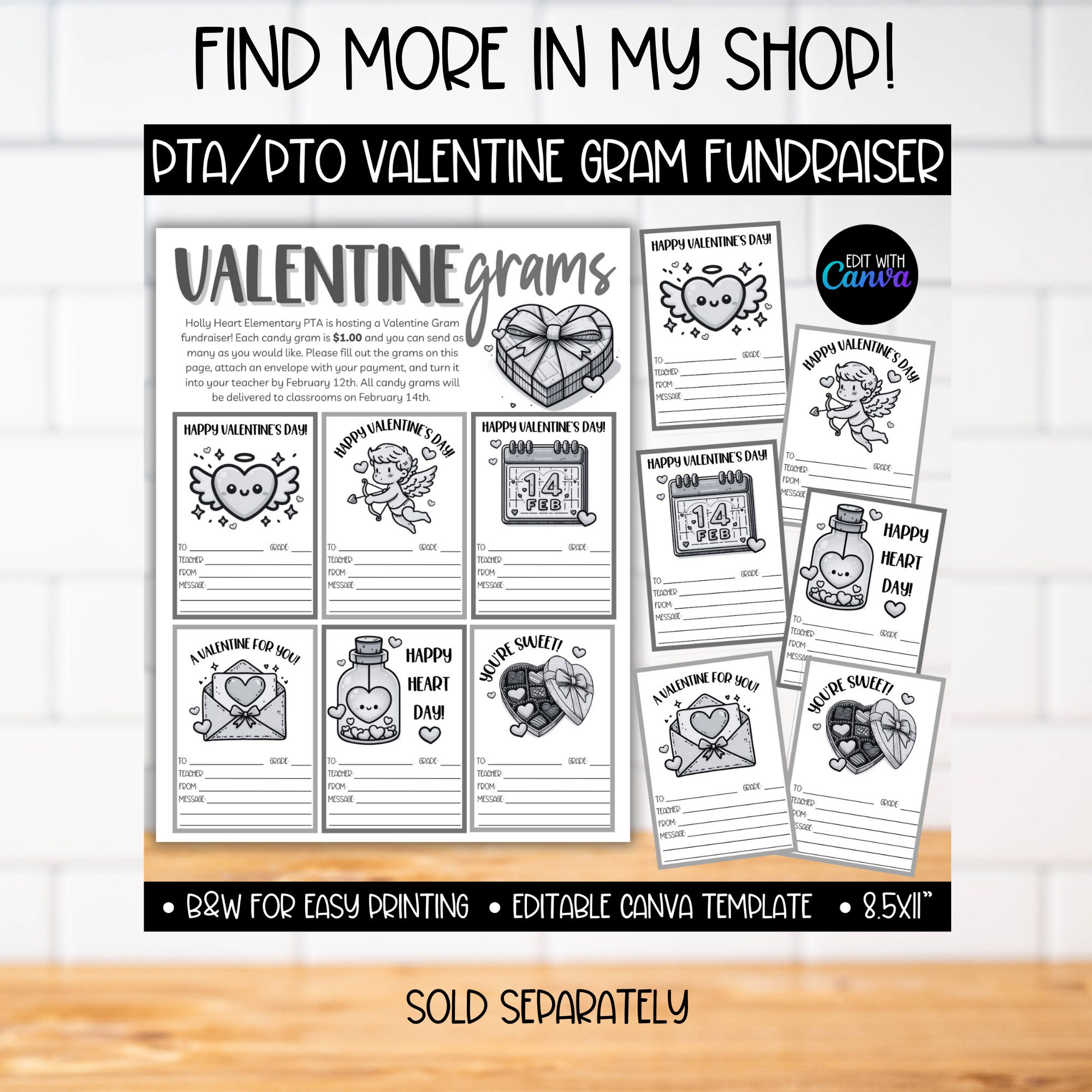 Valentines Day Fundraiser Flyer Forms Tag Template PTA PTO Fundraising ...