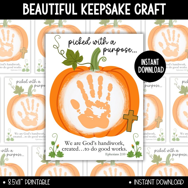 Christian Pumpkin Thanksgiving Handprint Craft, Fall Church Bible Verse ...