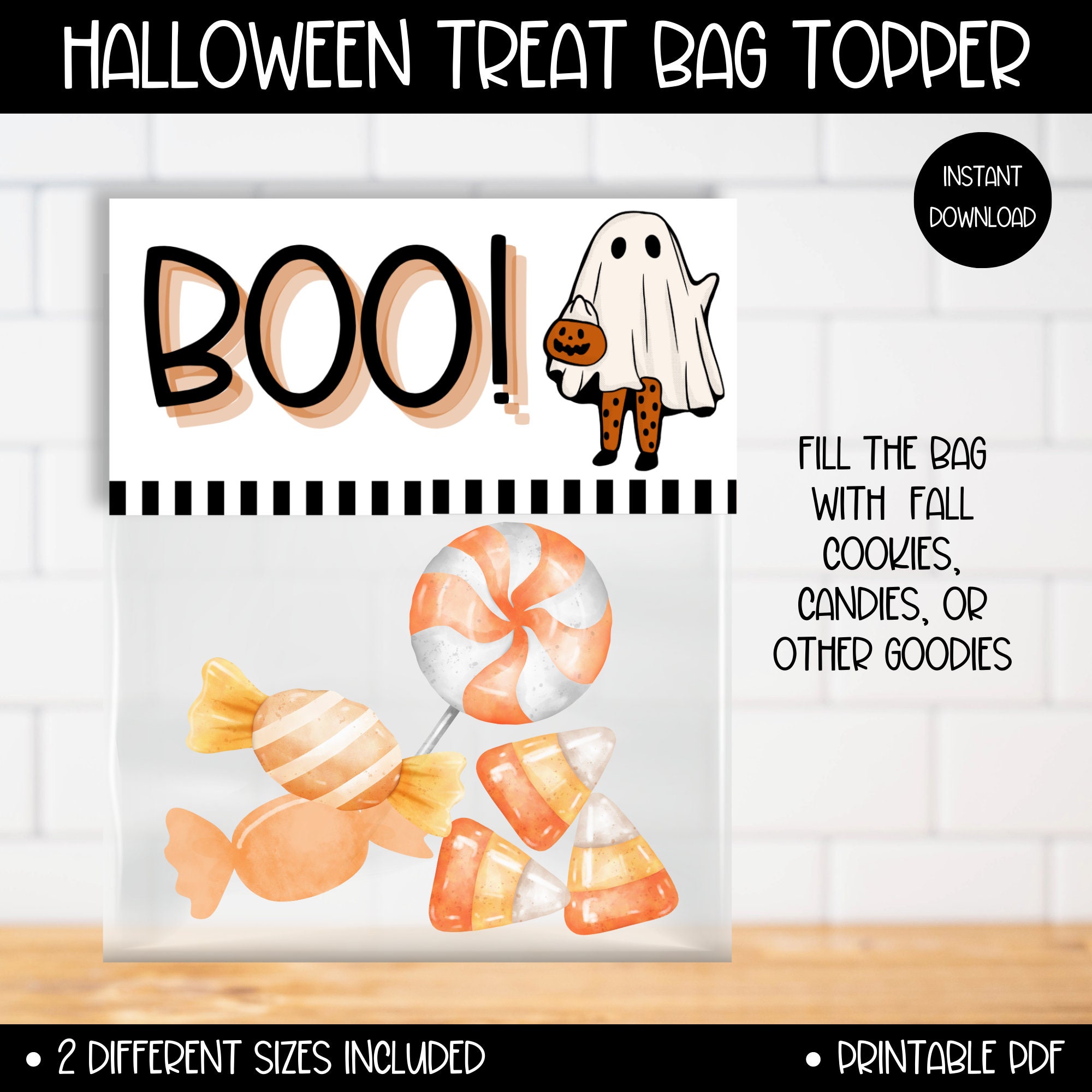 Halloween Boo Treat Bag Topper for Class Party, Halloween Cookies Treat ...