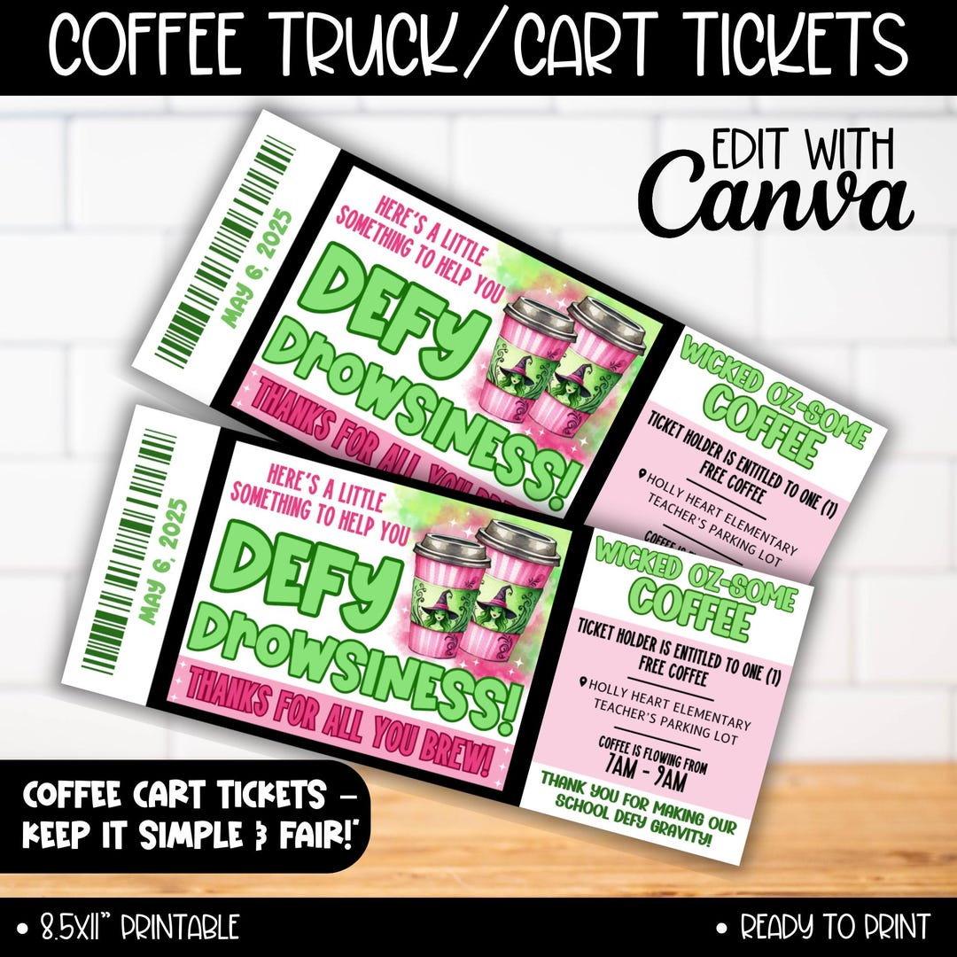 Defy Drowsiness Coffee Bar Truck Cart Tickets for Teacher Staff ...